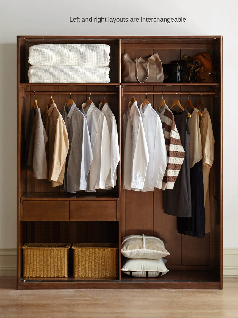 solid wood sliding door wardrobe, household bedroom, black walnut ...