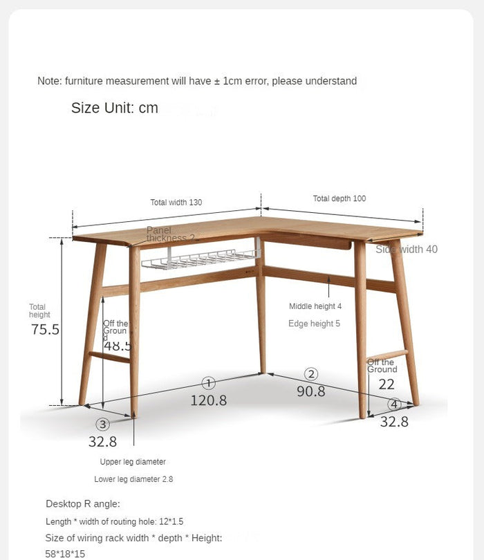 solid wood corner table study office study writing desk home oak simple ...