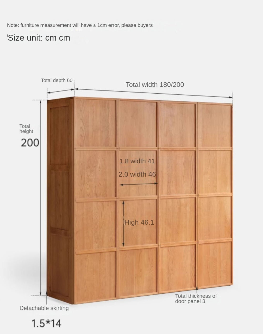 Solid Wood Wardrobe Home Master Bedroom Retro Style Wardrobe Cherry ...