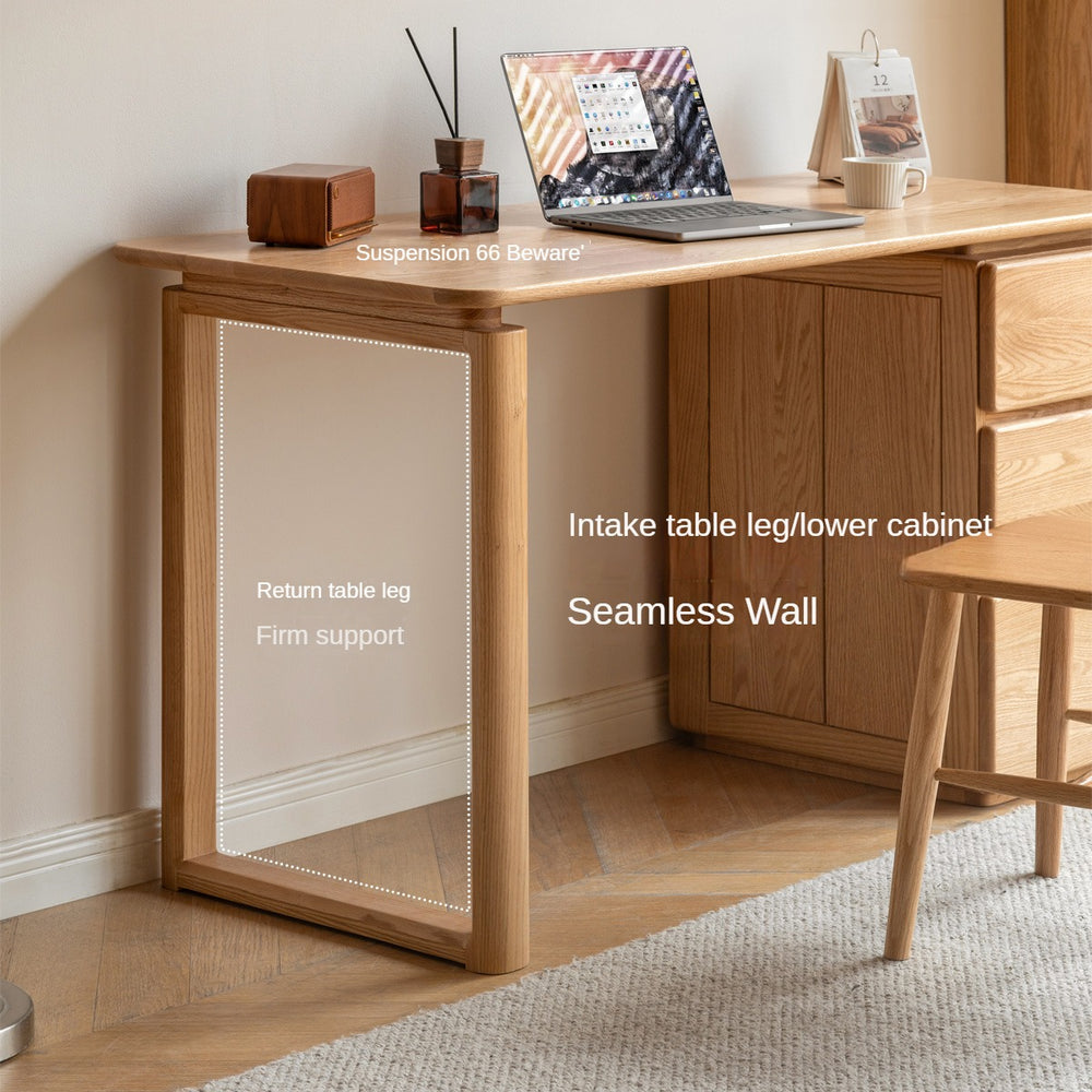 solid wood desk modern simple bookcase integrated study table oak study ...