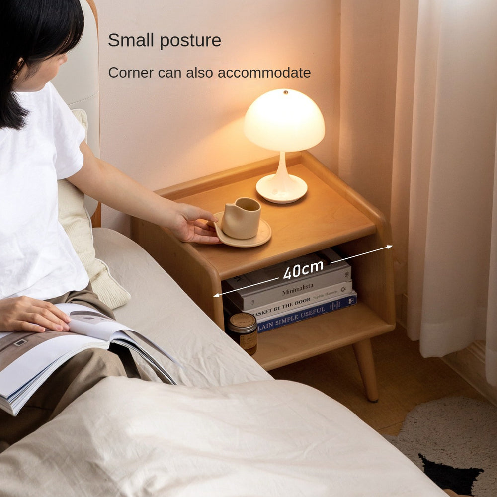 full solid wood bedside table modern minimalist European beech bedside ...