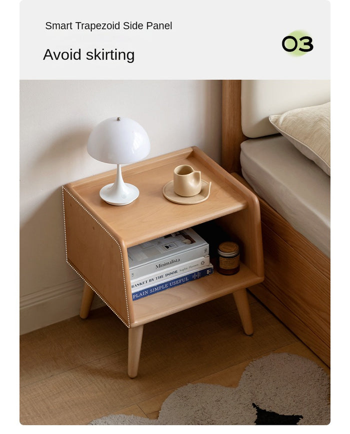 full solid wood bedside table modern minimalist European beech bedside ...