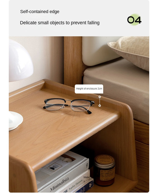 full solid wood bedside table modern minimalist European beech bedside ...