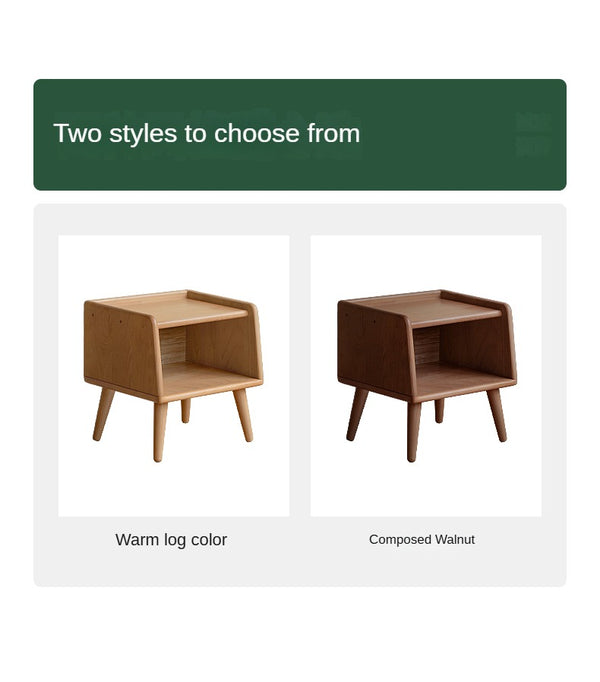 full solid wood bedside table modern minimalist European beech bedside ...