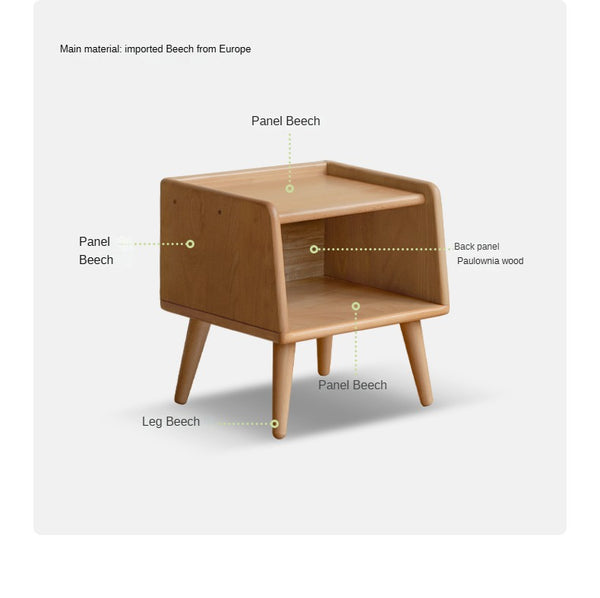 full solid wood bedside table modern minimalist European beech bedside ...