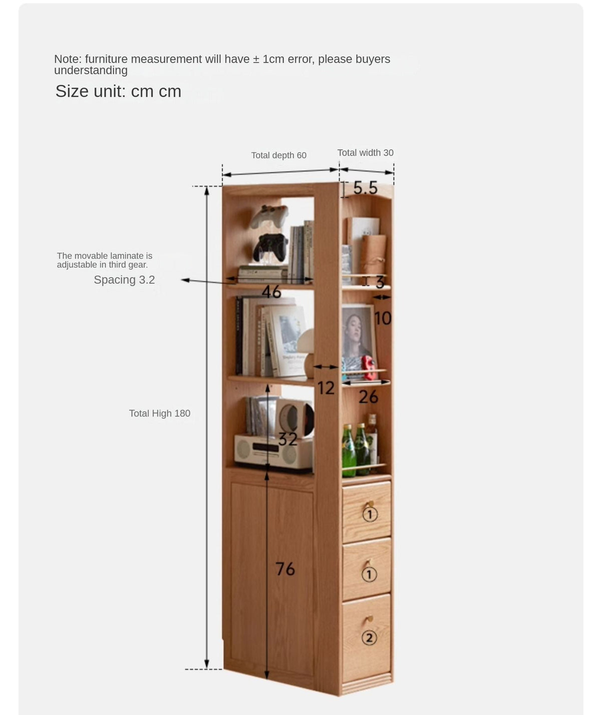 Solid Wood Bookcase Study Modern Simple Storage Cabinet Oak Small ...