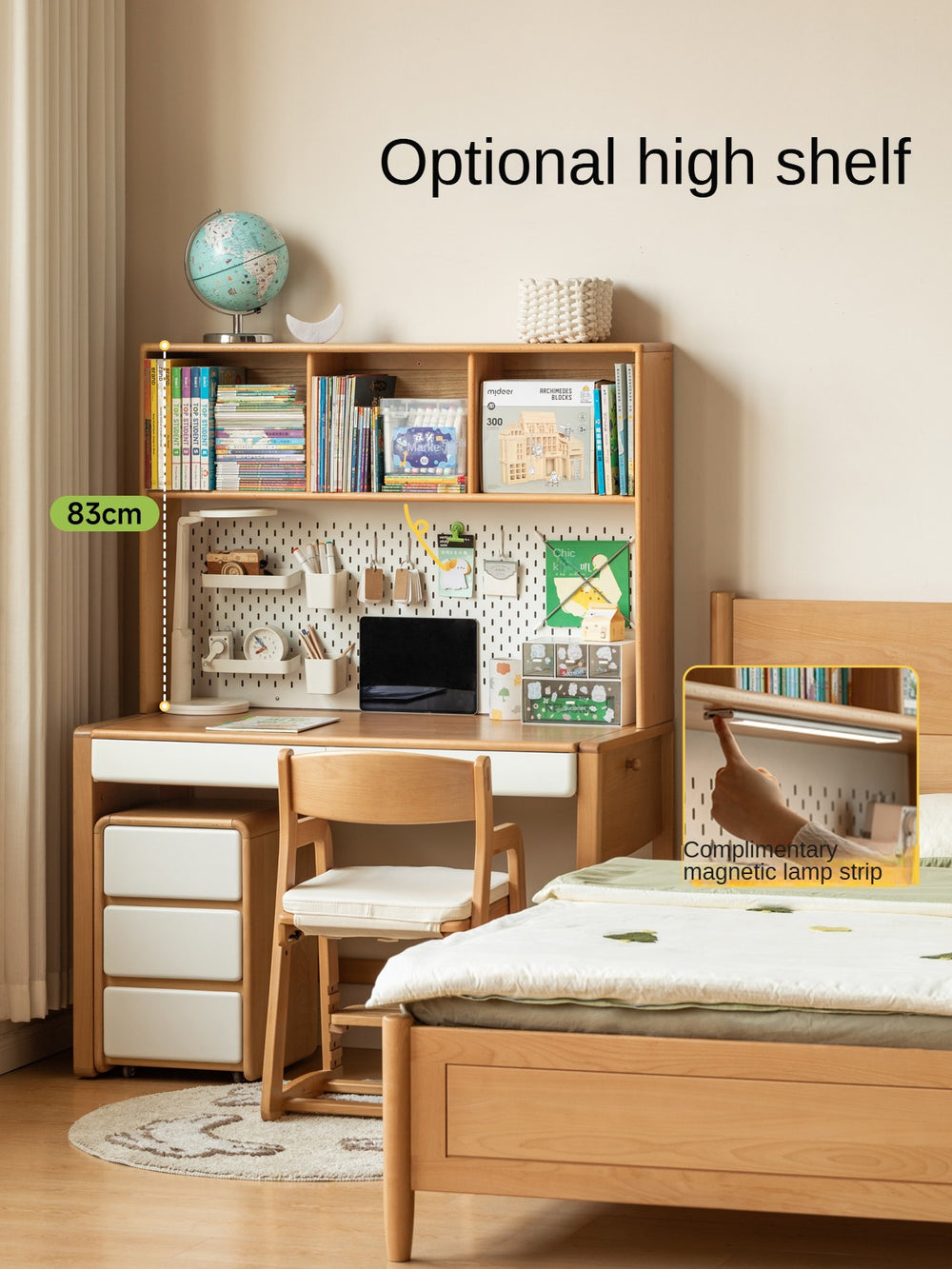 solid wood children's desk bookshelf integrated study table primary ...
