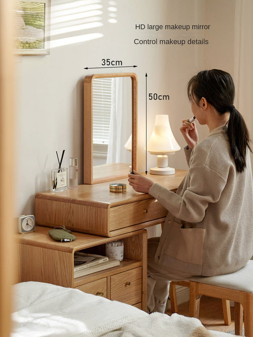 Oak Solid Wood Telescopic Vanity Table Cabinet.
