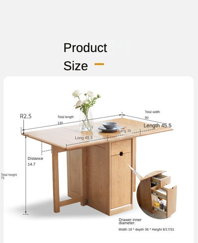 Ash, Oak Solid Wood Folding Dining Table