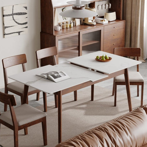 Wood Solid Wood Telescopic Dining Table, Rock Plate Dining Table, Small ...