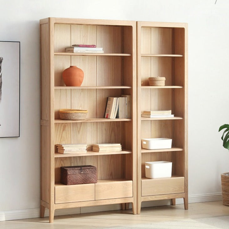 solid wood bookshelf combination simple floor-standing small apartment ...
