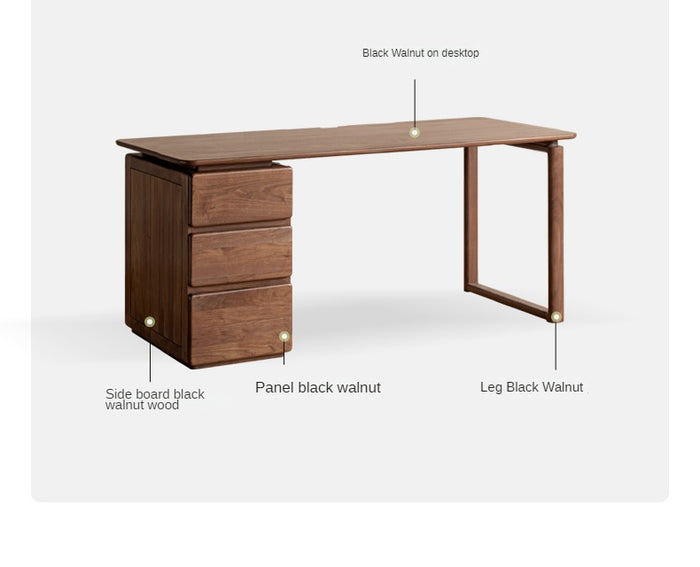 Solid wood desk cabinet integrated work table, home office desk, black ...