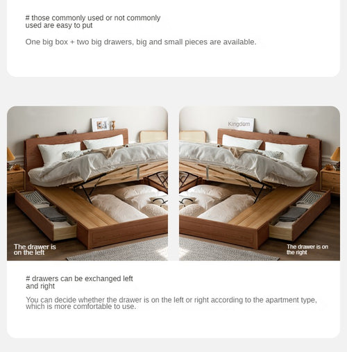 Solid Wood Bed Modern Simple Multifunctional Storage Box Bed Nordic ...