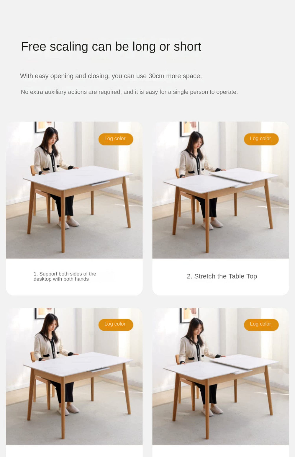 Wood Solid Wood Telescopic Dining Table, Rock Plate Dining Table, Small ...