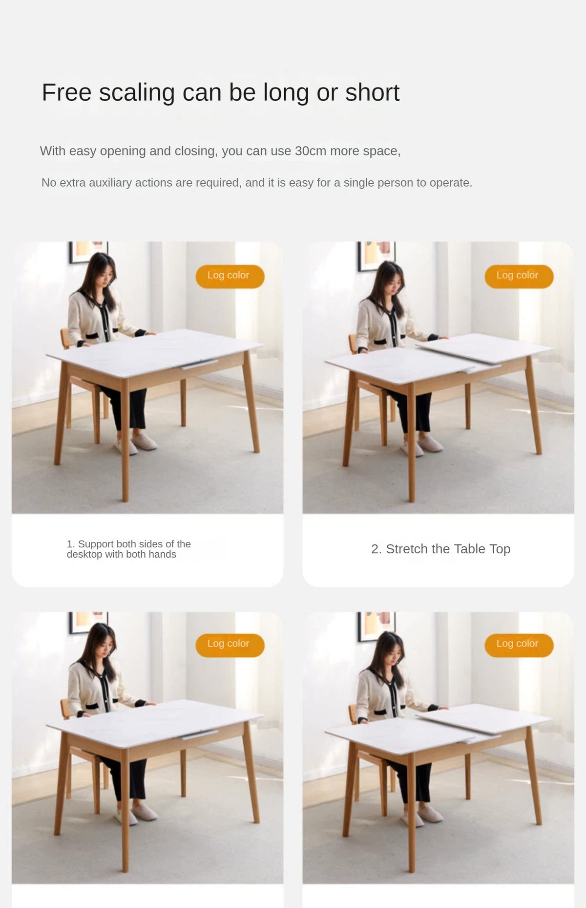 Wood Solid Wood Telescopic Dining Table, Rock Plate Dining Table, Small ...