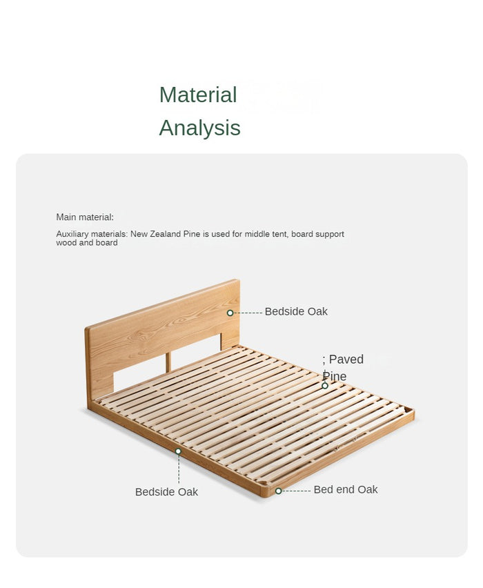 Solid Wood Bedroom, Oak Tatami Floor Bed, Modern and Simple Small Unit ...
