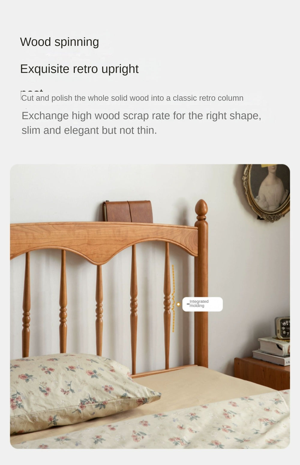grammar style retro solid wood bed cherry wood solid wood color ...