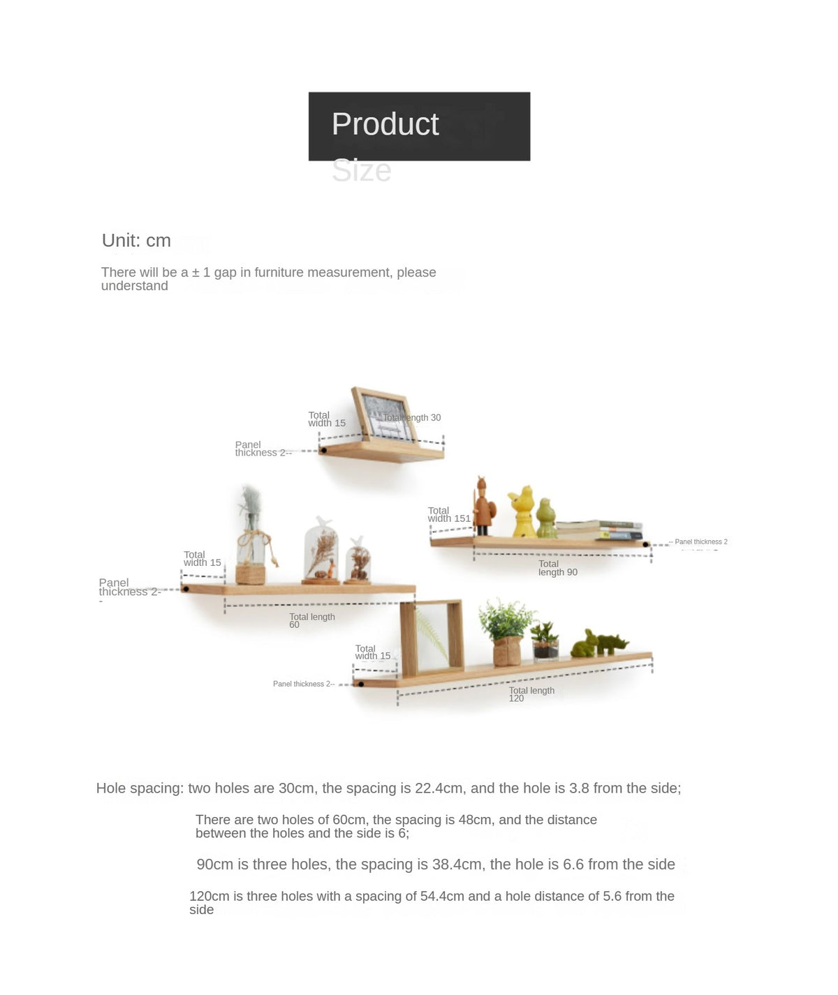 solid wood wall rack hanging wall storage board bedside wooden board ...