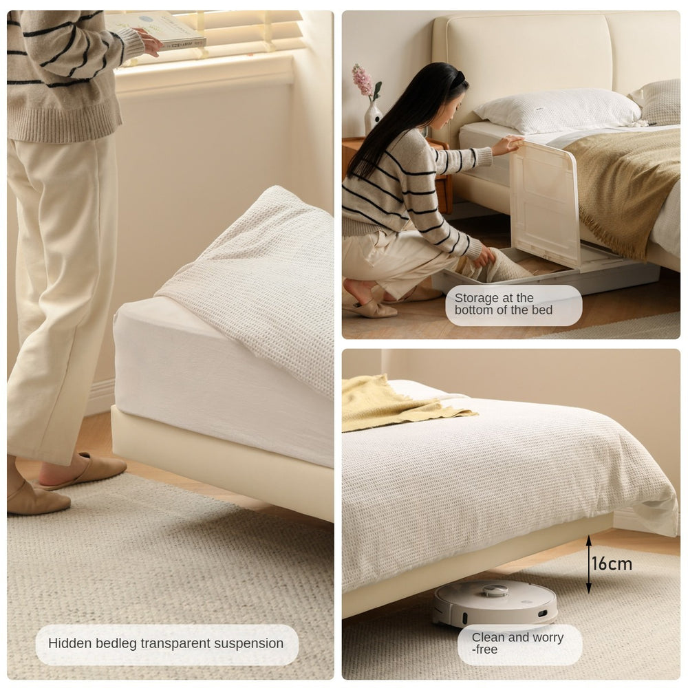 modern minimalist soft pack bed master bedroom leather art suspended ...