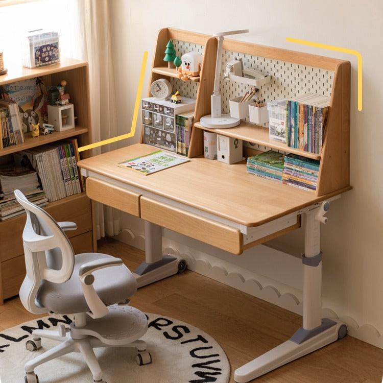 Solid Wood Children's Study Table Large Desktop Hand-cranked Lift Table ...