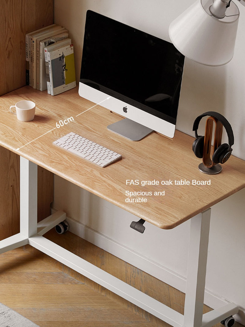 Solid wood lifting table, modern minimalist office desk, oak natural ...