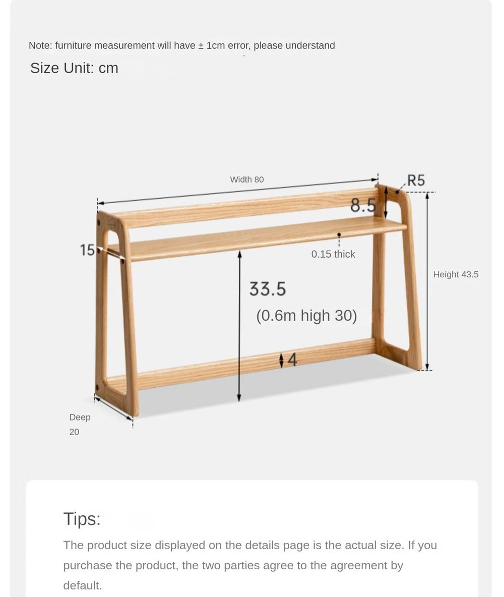 solid wood small bookshelf simple desk shelf office storage rack oak ...