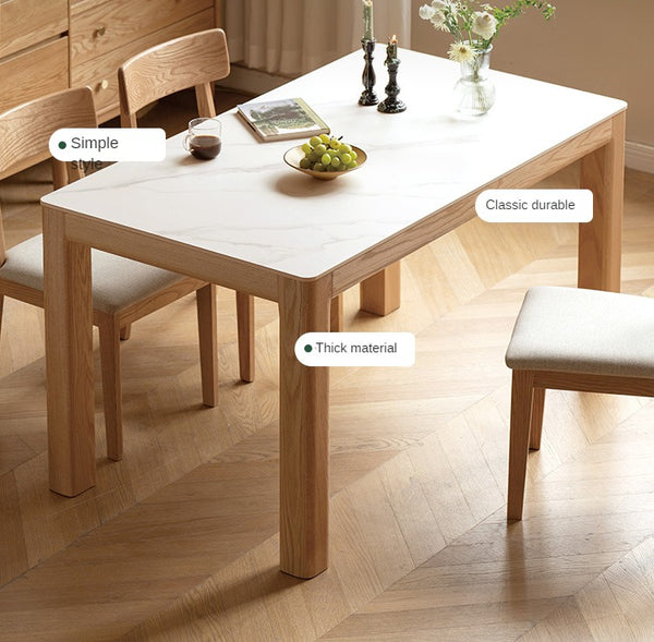 solid wood dining table simple oak dining table slate rectangular ...