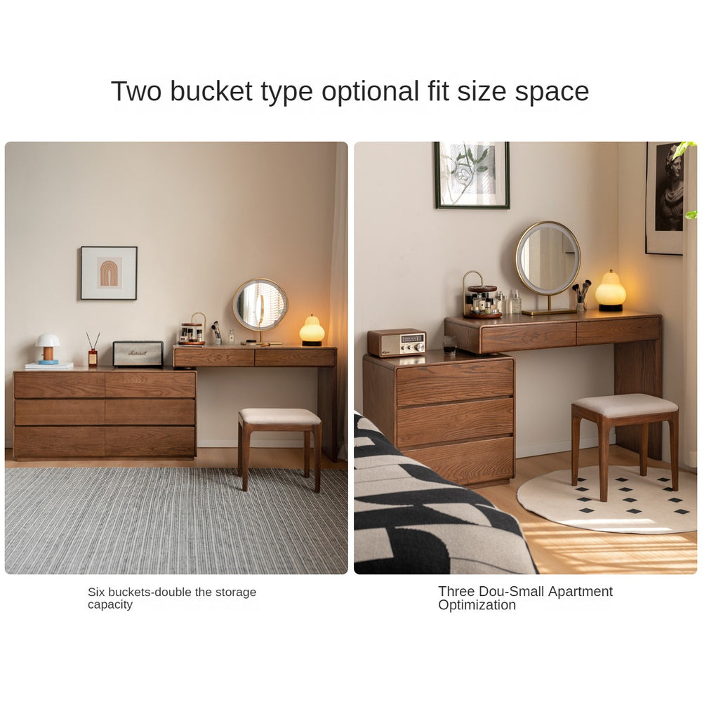 Solid Wood Dressing Table Bedroom Oak Cabinet Dressing Table All-in-one ...