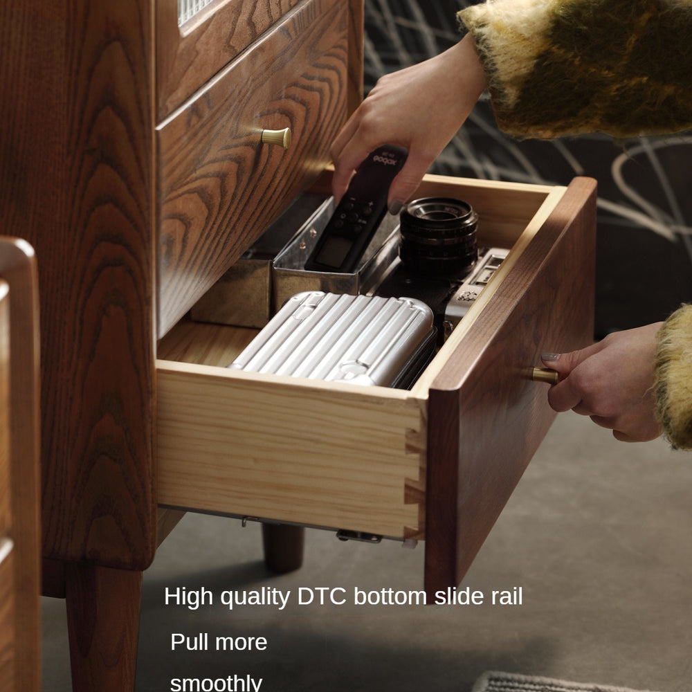 solid wood side cabinet Nordic living room ash wood storage locker ...