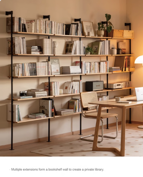 Solid Wood Wall-mounted Bookshelf Industrial Style Study Multi-layer ...