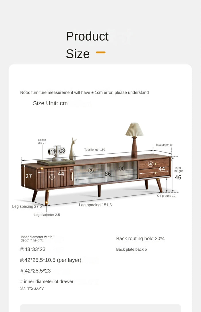 Wood TV Cabinet Nordic Living Room Glass Floor Cabinet Household ...