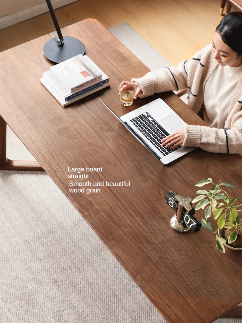 Solid Wood Desk, Study Room, Black Walnut Wood Computer Table ...