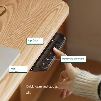 Solid Wood Desk Simple Motor Electric Lift Table Oak Office Desk Home ...