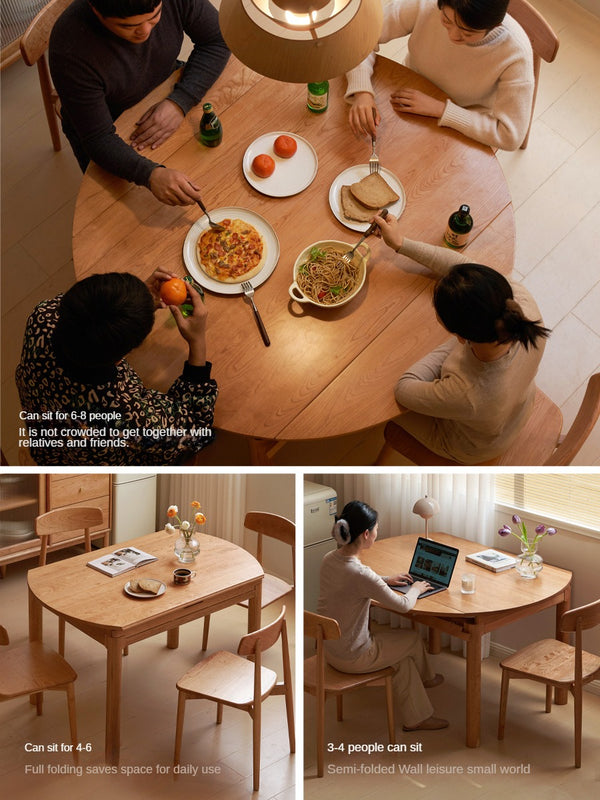 solid wood retractable dining table medieval cherry wood round table ...