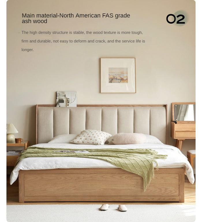Solid wood box bed storage bed bedroom high box bed double bed ash wood ...