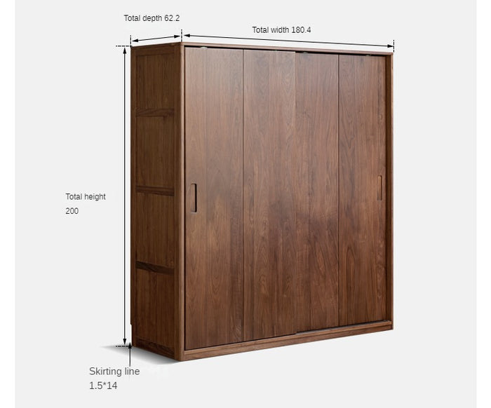 all solid wood sliding door wardrobe home bedroom black walnut sliding ...
