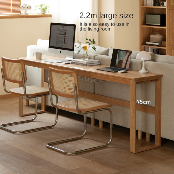 Solid Wood Desk Simple Wall Long Table Oak Work Table Household Large ...