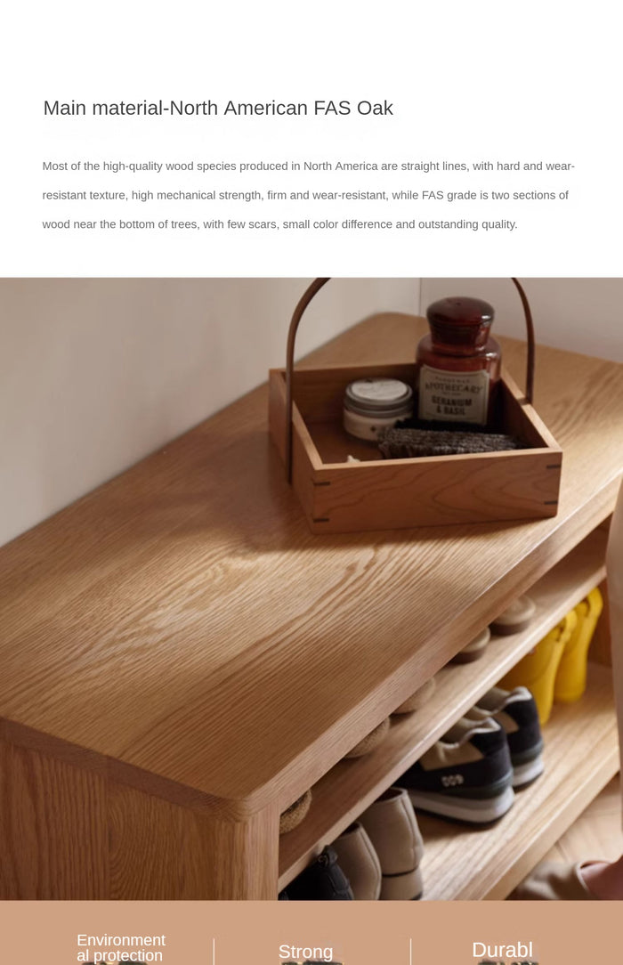 Oak Solid Wood Shoe Storage Bench