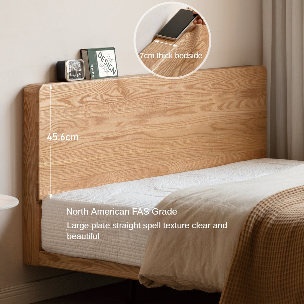 Solid Wood Bed Bedroom Furniture Double Bed Simple Oak Suspended Bed ...