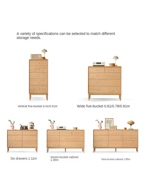 Oak Solid Wood, Solid RubberWood Nordic Chest of Drawers