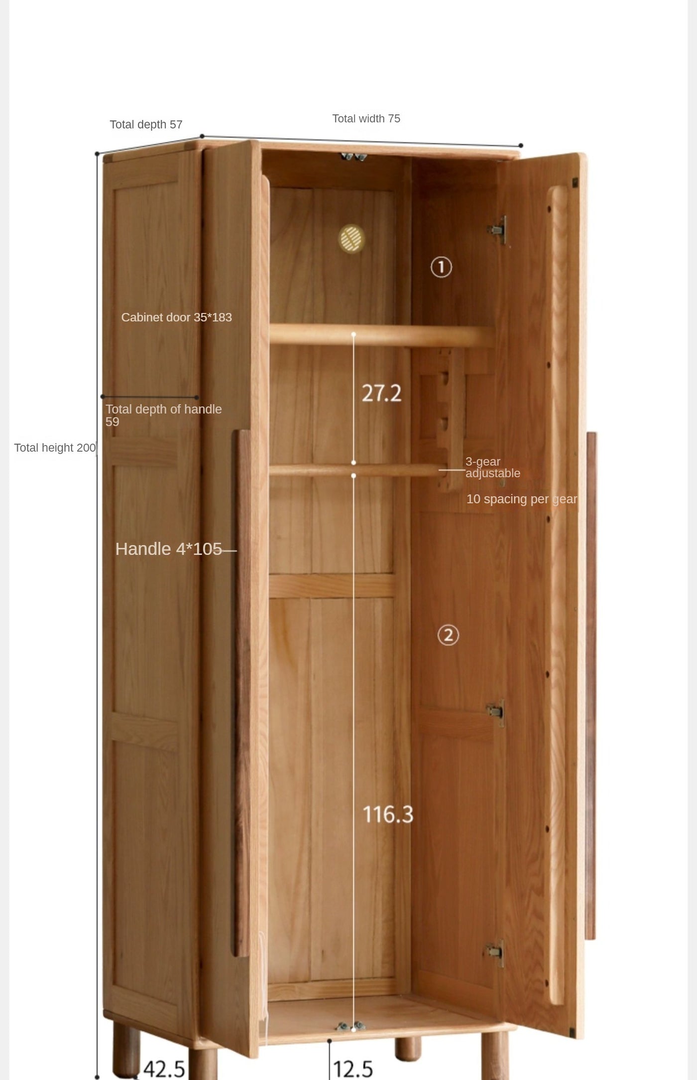 children's solid wood wardrobe bookcase oak free combination cabinet ...