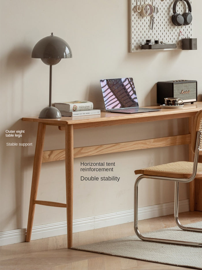 Oak, Cherry Solid Wood Narrow Office Desk