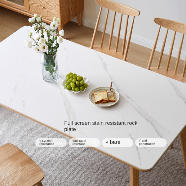 Solid wood dining table modern simple restaurant rock plate dining ...