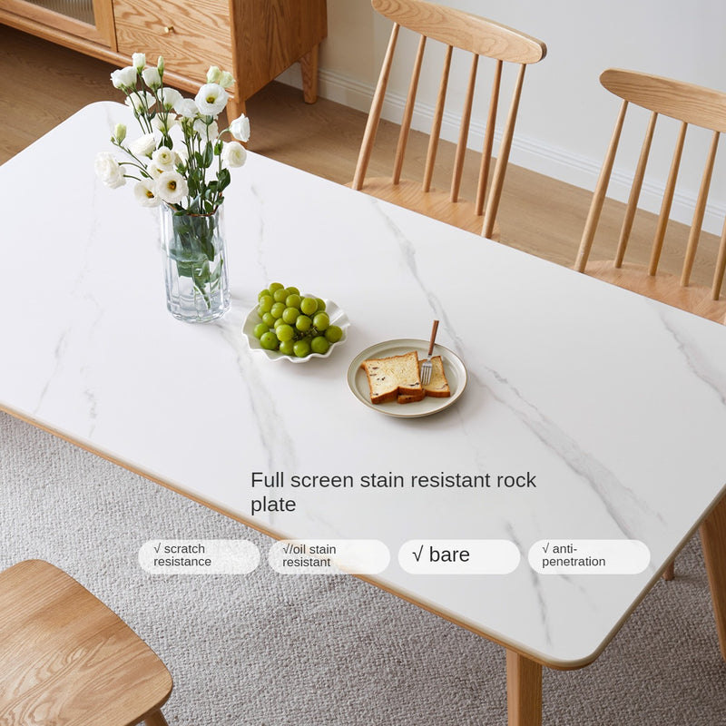 Solid wood dining table modern simple restaurant rock plate dining ...