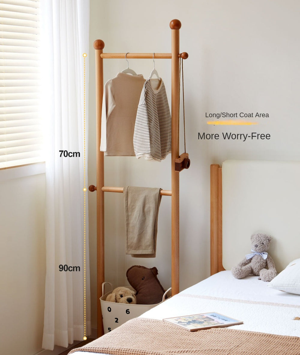 solid wood coat rack for children's bedroom simple log clothes hanger ...