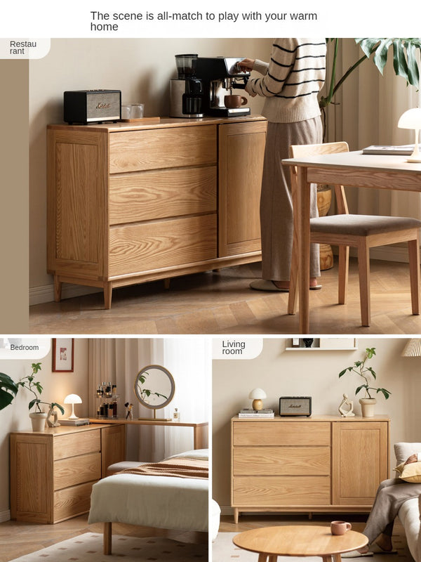 Solid Wood Bucket Storage Cabinet Oak Master Bedroom Bedside Cabinet ...