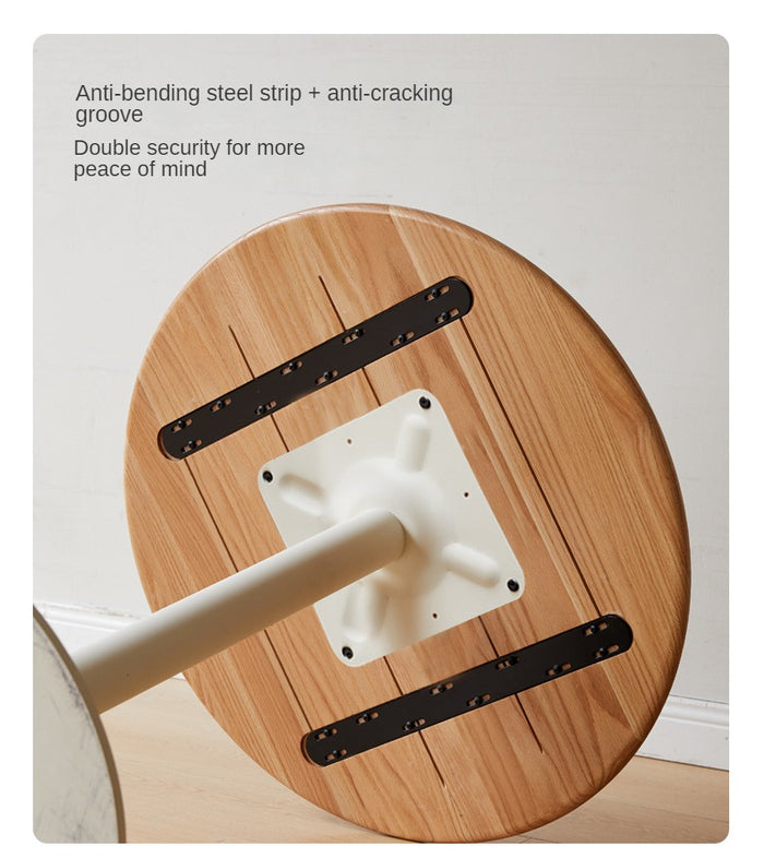 Solid wood dining table simple oak round table home small apartment ...