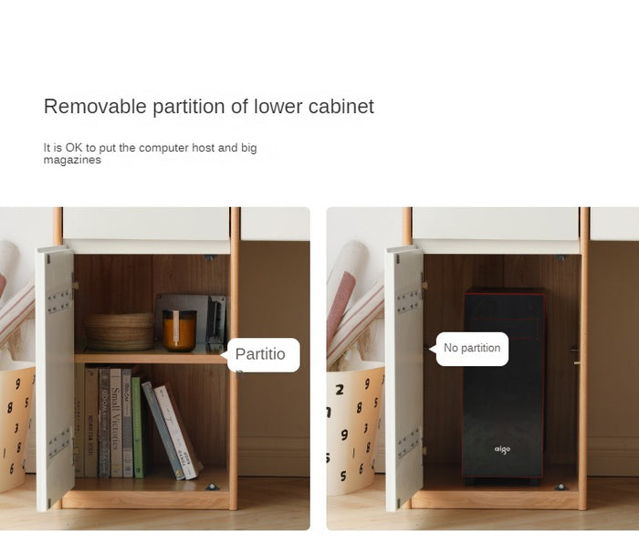 solid wood desk bookshelf integrated study desk combination writing ...