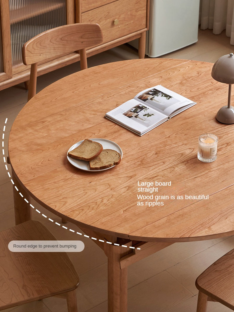 solid wood retractable dining table medieval cherry wood round table ...