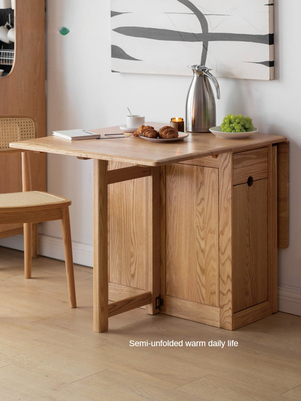 Ash, Oak Solid Wood Folding Dining Table